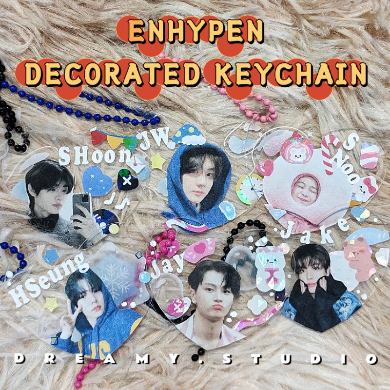 ENHYPEN decorated keychain with stickers engene acrylic transparent ...