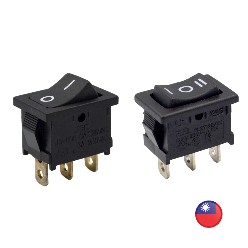 Mini Rocker Switch, 3Pins, Push On, Push Off, Center Off 6A 125V AC, 3A ...