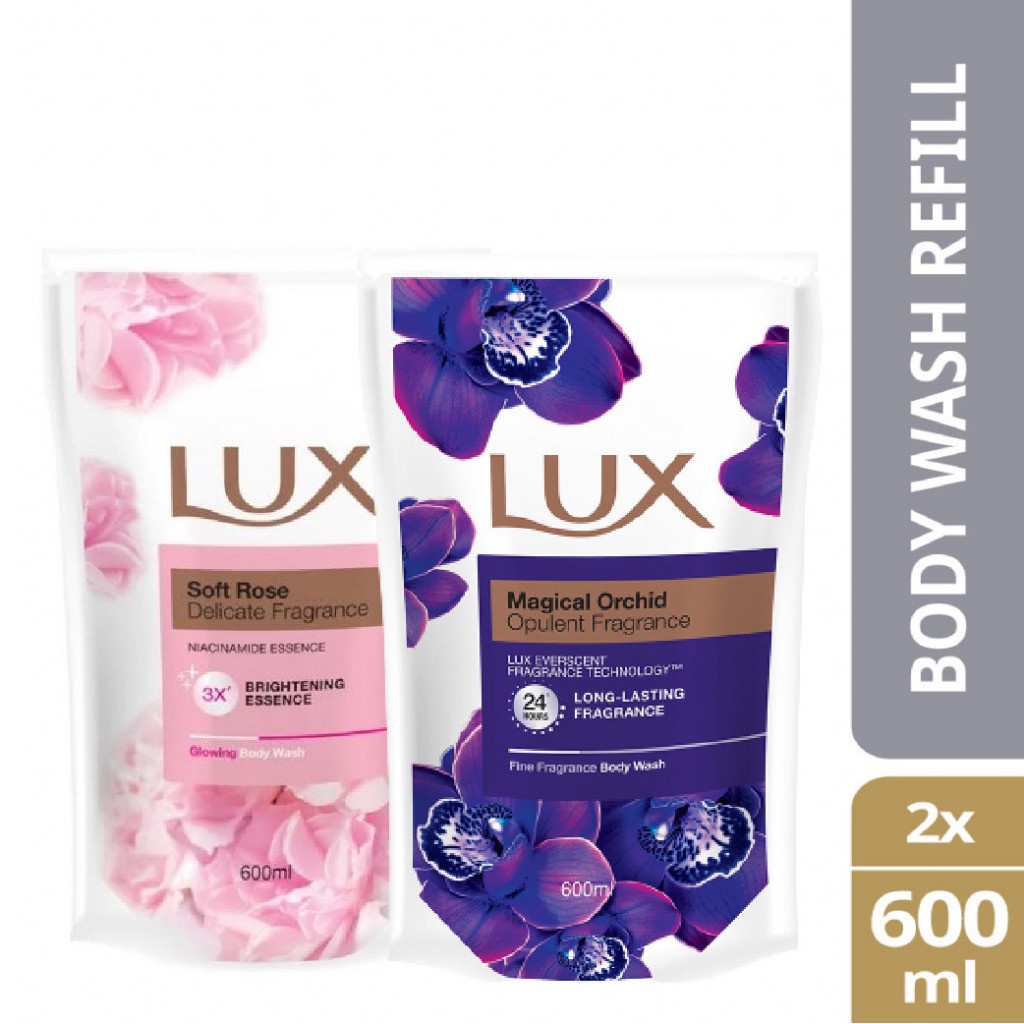 Lux Shower Gel Soft Rose + Magical Orchid Body Wash Refill Pack 600ml ...