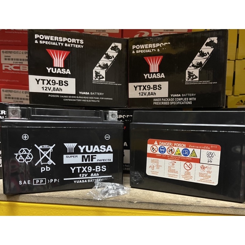 YUASA YTX9 YTX9-BS MAINTENANCE FREE MF BATTERY SYM200 DUKE200 NINJA250 12V 8Ah 100% ORIGINAL ...