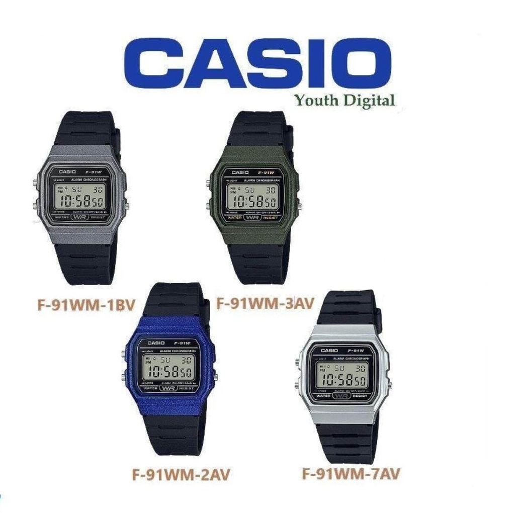 Casio F-91WM Series Unisex Digital YOUTH Design Classic Black Resin ...