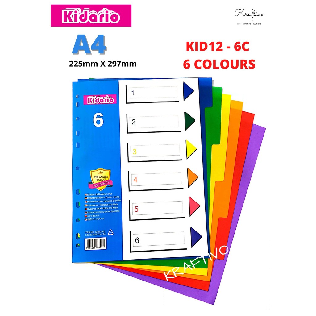 A4 KIDARIO 11 HOLES PP PLASTIC INDEX DIVIDER SUITABLE FOR RING FILE ...