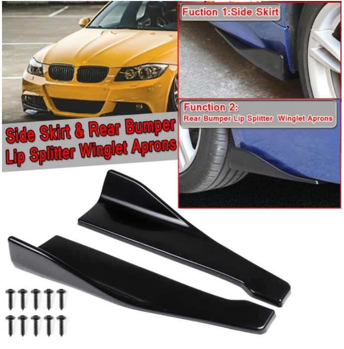 Car Universal Black Glossy Side Skirt Diffuser Body Kit Lip 45cm 75cm ...
