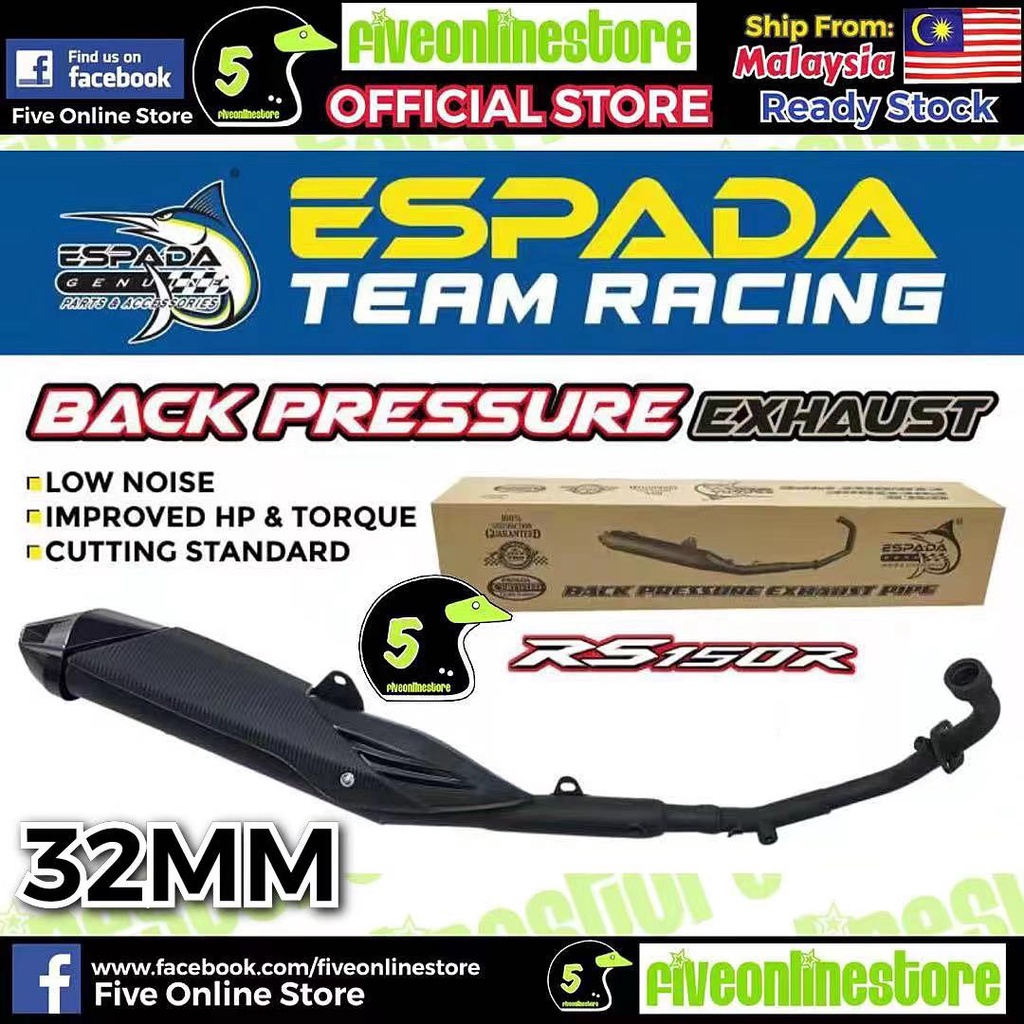 ESPADA Back Pressure 28MM Racing Exhaust Pipe Y15ZR Y15 RS150 RSX150 LC135 Cutting Standard ...
