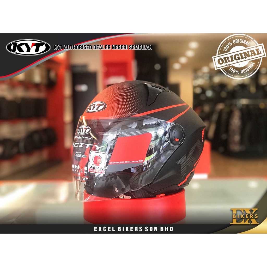 KYT HELMET D-CITY COLORFUL MATT RED /OPEN FACE HELMET / MOTORCYCLE ...