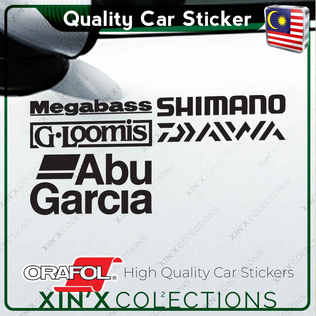 Megabass DAIWA SHIMANO ABU glOOMIS Car Tackle Box Boat Pelekat Sticker ...