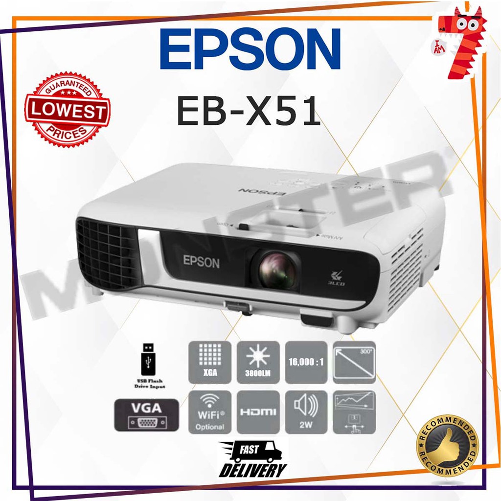 (READY STOCK) EPSON EB-X51 XGA 3800 LUMEN PROJECTOR | Shopee Malaysia