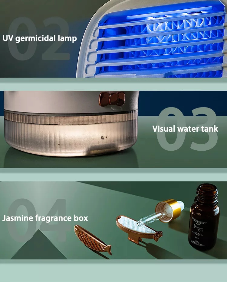 HGV Mini Aircond USB Charging Air Cooler Fan with Disinfection UV Lamp ...