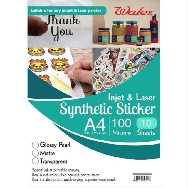 WALES A4 INKJET & LASER JET SYNTHETIC STICKERS (10'S) | Shopee Malaysia