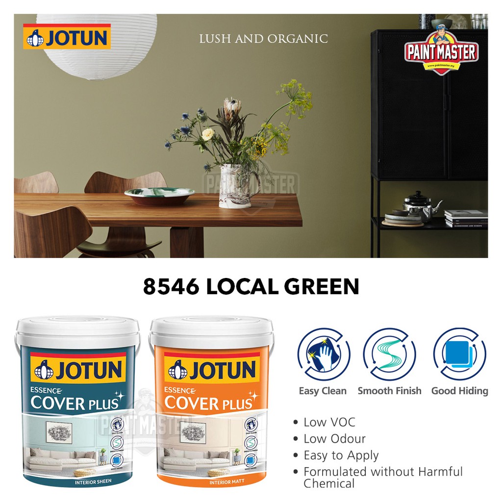 1L JOTUN ESSENCE COVER PLUS - 8546 LOCAL GREEN - Sheen/Matt Finishing Interior Paint | Shopee ...