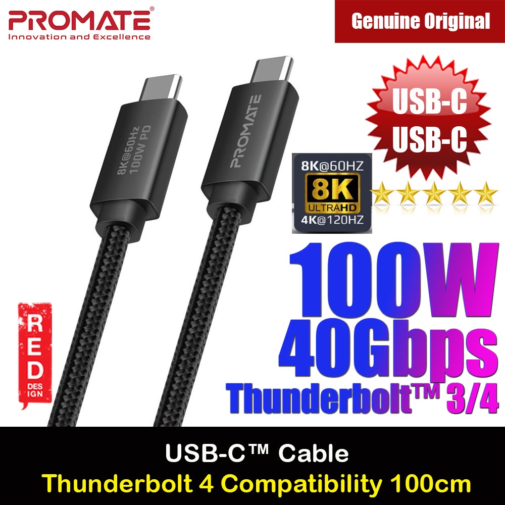 Promate USB-C™ Thunderbolt 4 USB4 100W Ultra HD 8k High-Speed 40Gbps ...