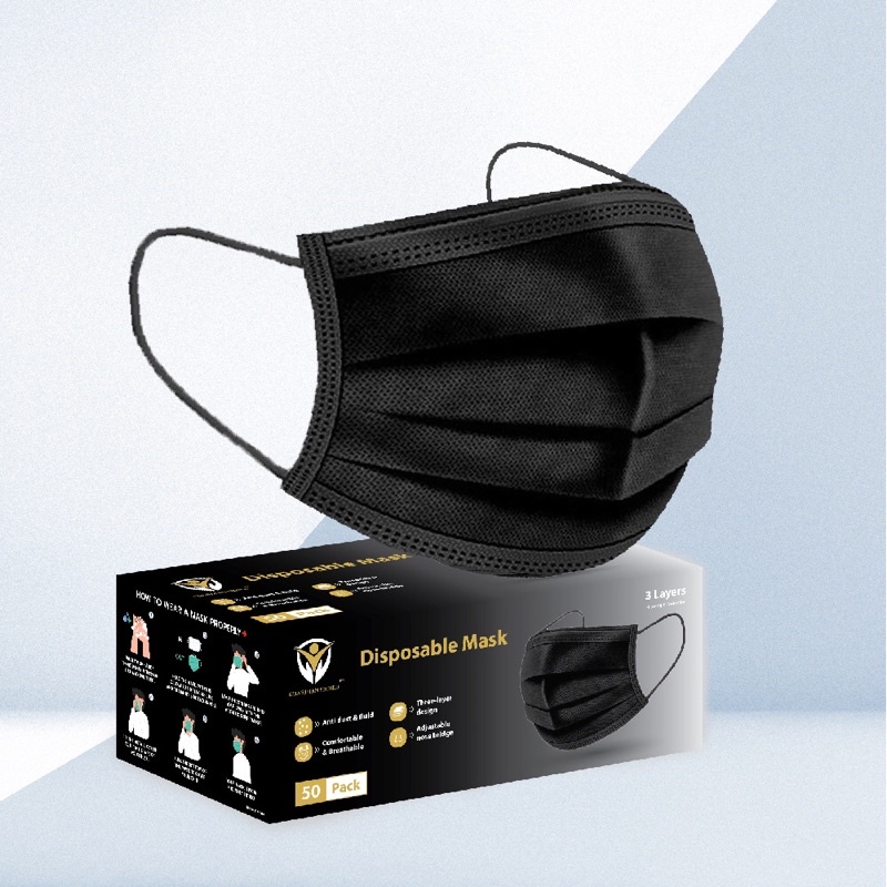 Mask Hitam 3 ply Black Mask Ready Stock | Shopee Malaysia