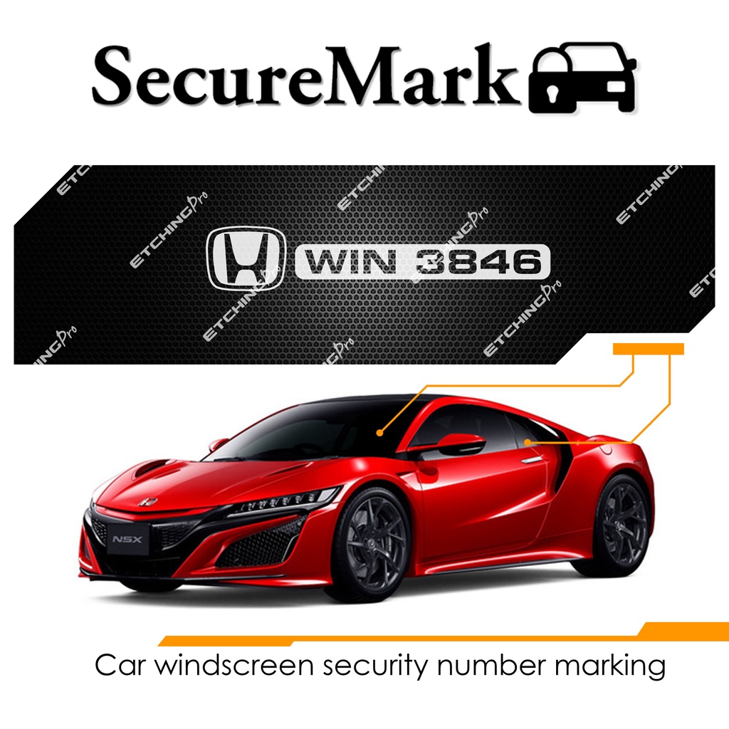 Honda Logo SecureMark car security marking sand blasting glass ...