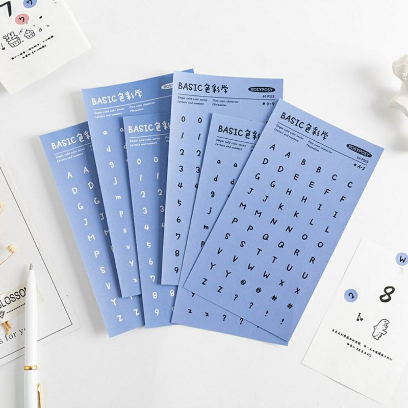 (CLEARANCE*) Set of 6pcs Alphabets/Numbers Sticker sheet | Shopee Malaysia