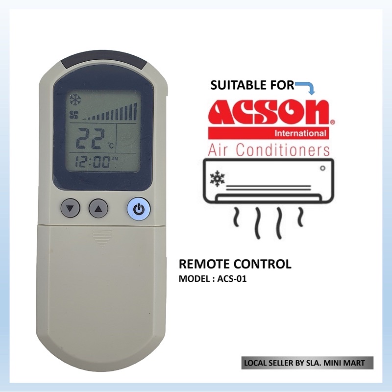 ACSON AIR-CONDITIONER REMOTE CONTROL ACS-01 ACSON REPLACEMENT | Shopee ...
