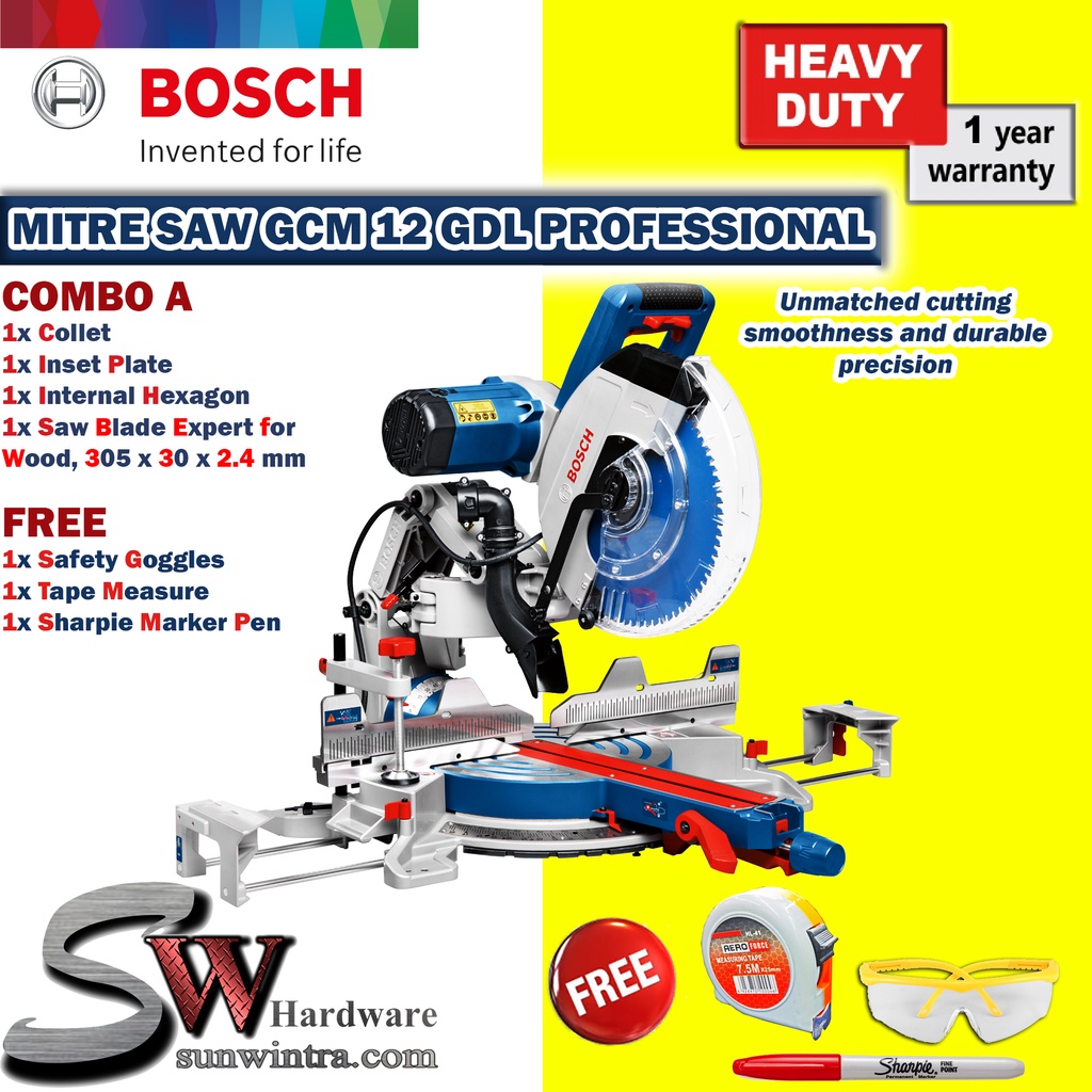 Bosch Mitre Saw GCM12GDL GCM 12 GDL GCM 12GDL PROFESSIONAL F.O.C Safety ...