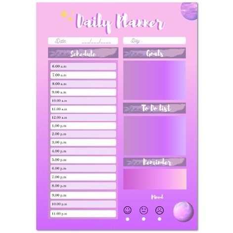 Printable Aesthetic Space Themed Daily Planner | Shopee Malaysia