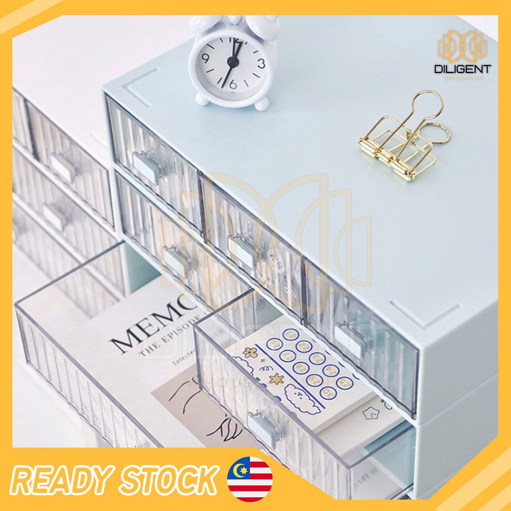 【D164】Kotak Penyimpanan Laci Tumpukan Desk Organizer Stationery Jewelry ...