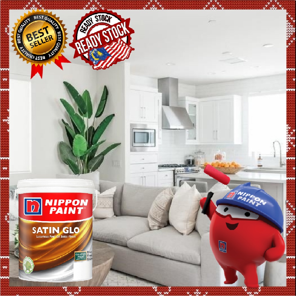 SINAR NIPPON WHITE / PUTIH 18L SATIN GLO SHEEN INTERIOR WASHABLE PAINT ...
