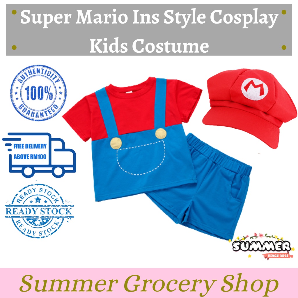 3-6y Ins Style Super Mario Suit Children's Clothing Performance Costume ...