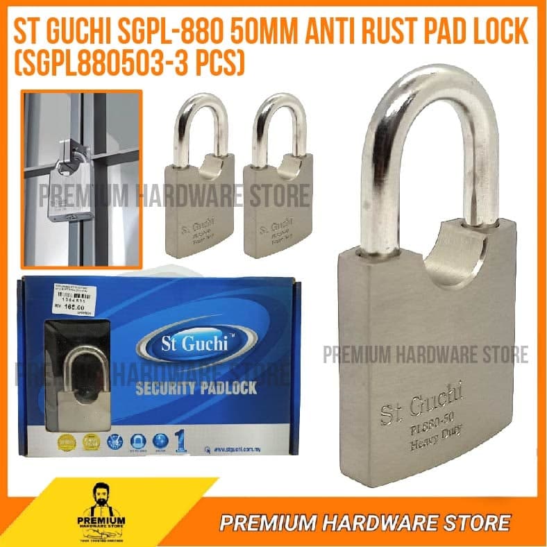 St Guchi SGPL-880 50mm Anti Rust Pad Lock (SGPL880503-3 PCS) | Shopee ...