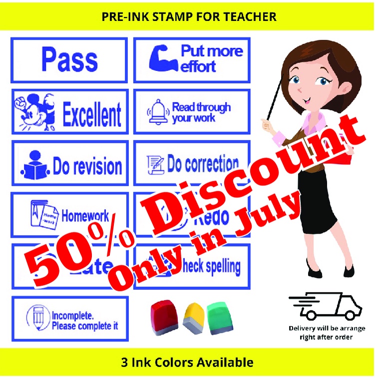 READY STOCK!! PRE-INK STAMP FOR TEACHER (BASIC) | Shopee Malaysia
