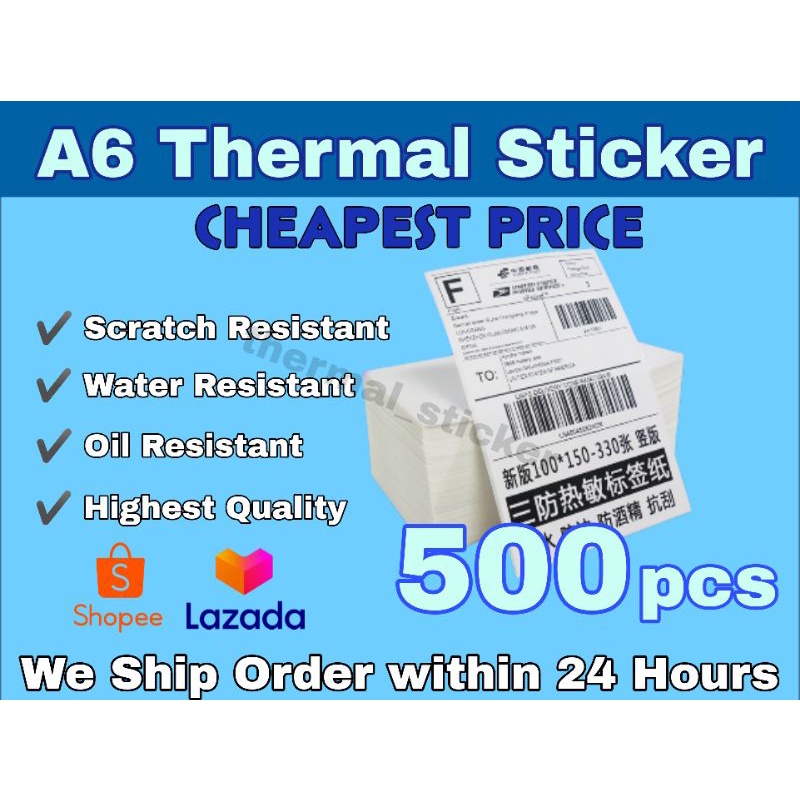 500 pcs A6 Thermal Label 100mm x 150mm Easy Tear-off Waterproof Self ...