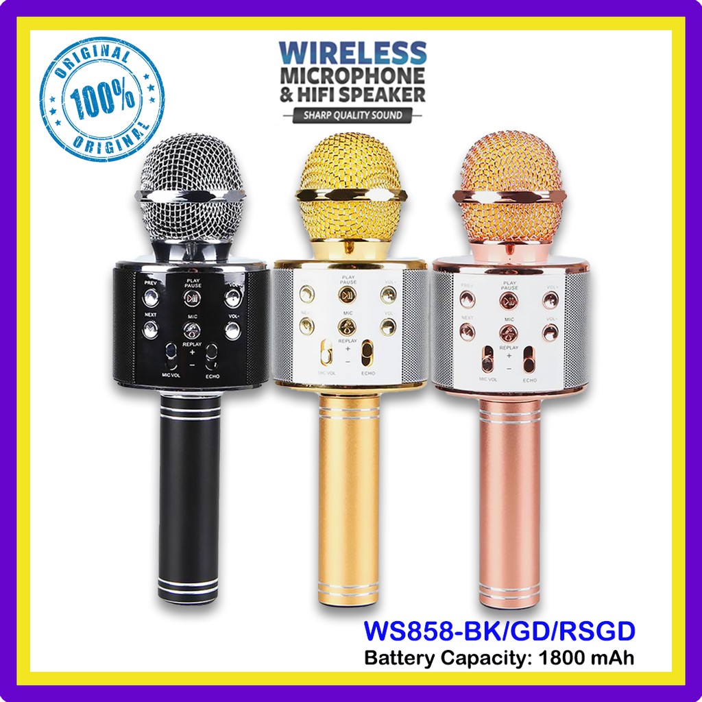 ORIGINAL Wster WS858 WS898 Karaoke Wireless Bluetooth Colorful Mic WS-858 WS-898 High Sound ...