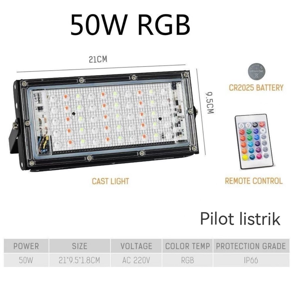 Ampu RGB LED SPOTLIGHT 50W 220V / COLORFUL LED REMOTE SPOTLIGHT 50WATT ...