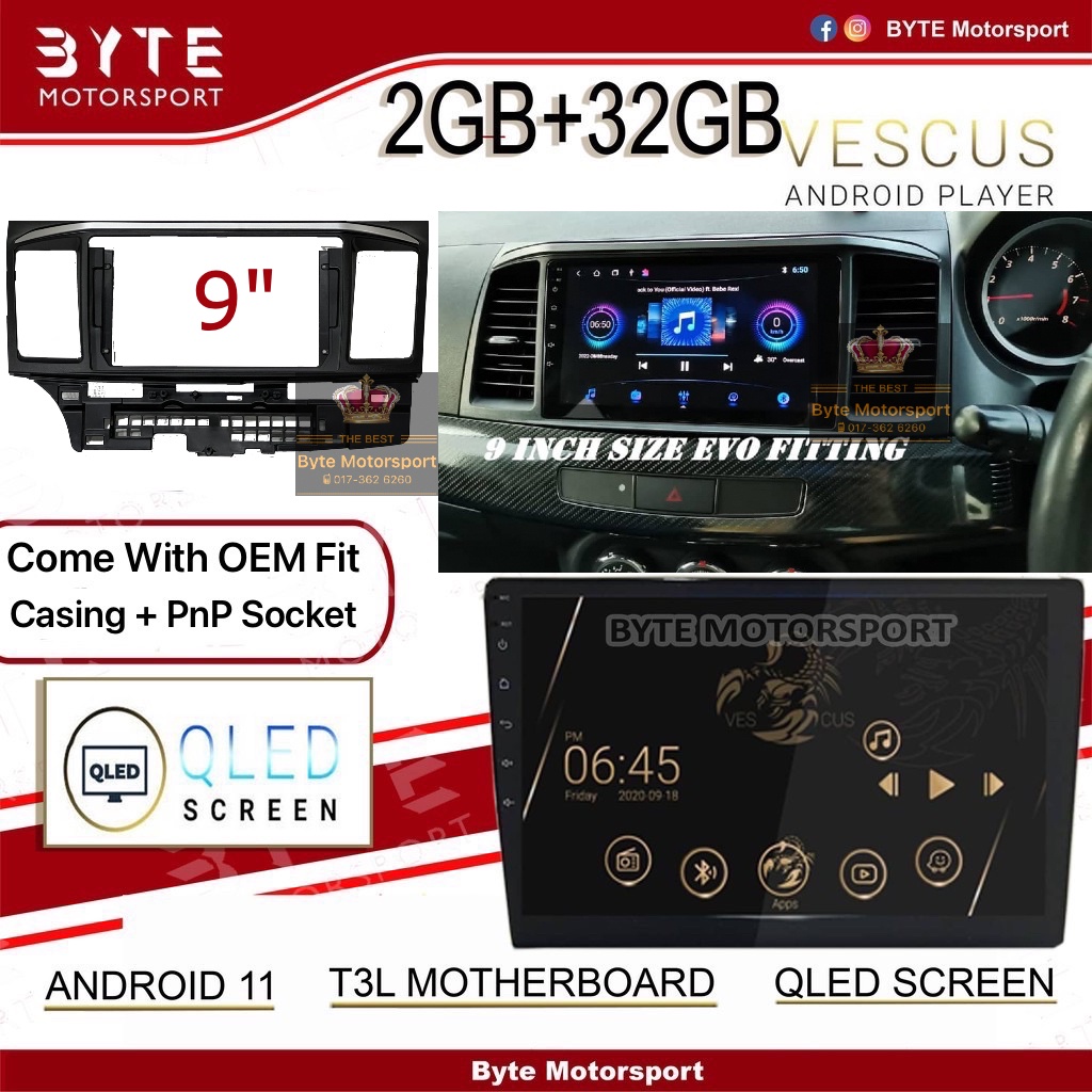 🦂VESCUS 🦂[2+32] DSP 📳4G Sim📳 Octa-Core Processor QLED Lancer & Inspira 9" Android Player T3L ...