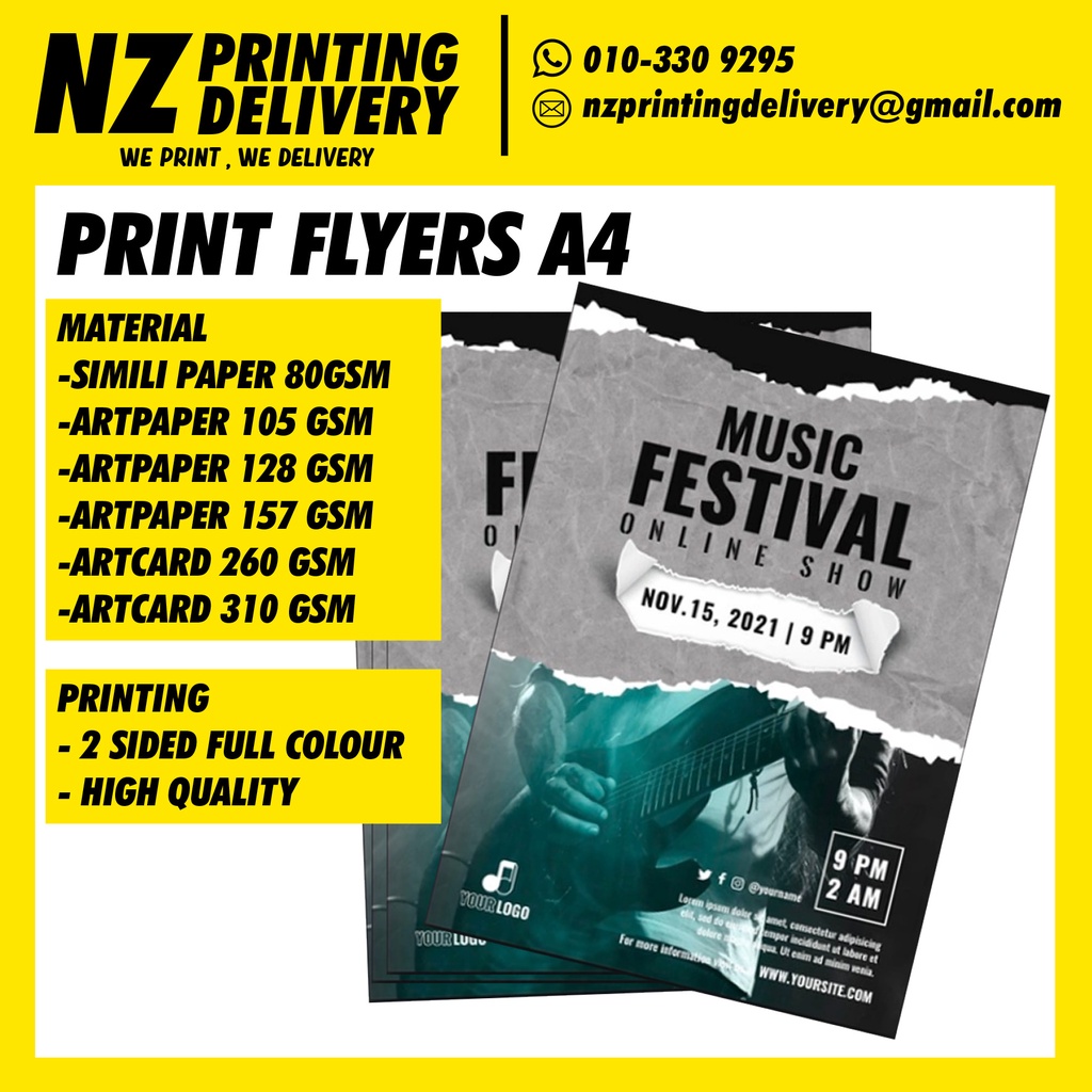 Print Flyers A4 Leaflet Artpaper cetak risalah broshure Artpaper glossy ...