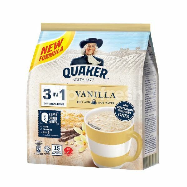 Quaker 3 in 1 Oat Cereal Drink Vanilla 15 Sachets x 28 gram (420g ...