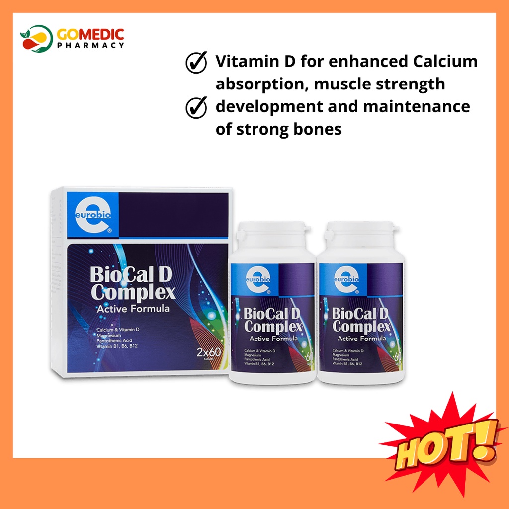 Eurobio BioCal D Complex 2X60's 👍[READYSTOCK] 🔥/ Kalsium Untuk Tulang ...