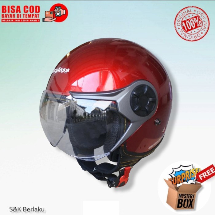 MERAH Yrm glossy Red Cargloss Helmet Original - Cargloss ori Helmet ...