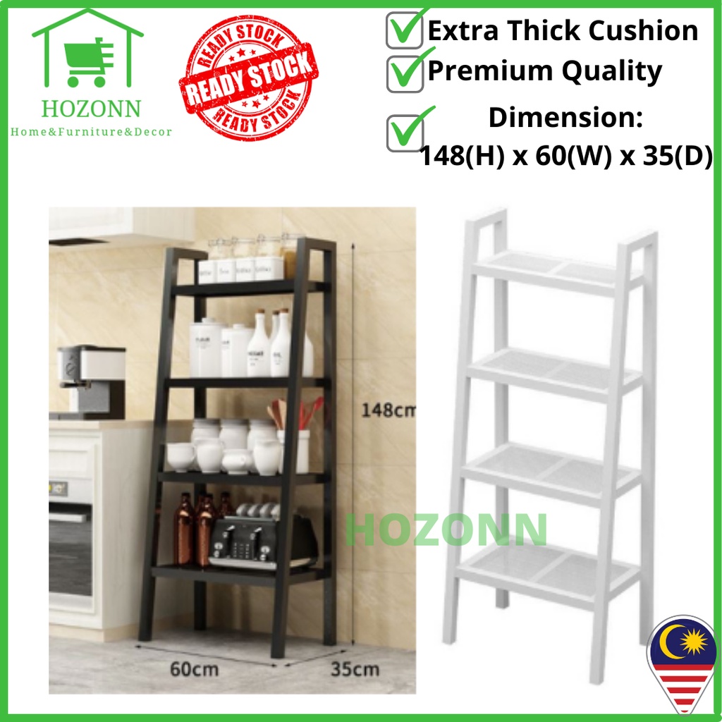 HOZONN Bookcase Shelf Rack 4 Tier Multipurpose Shelf Storage Shelves ...