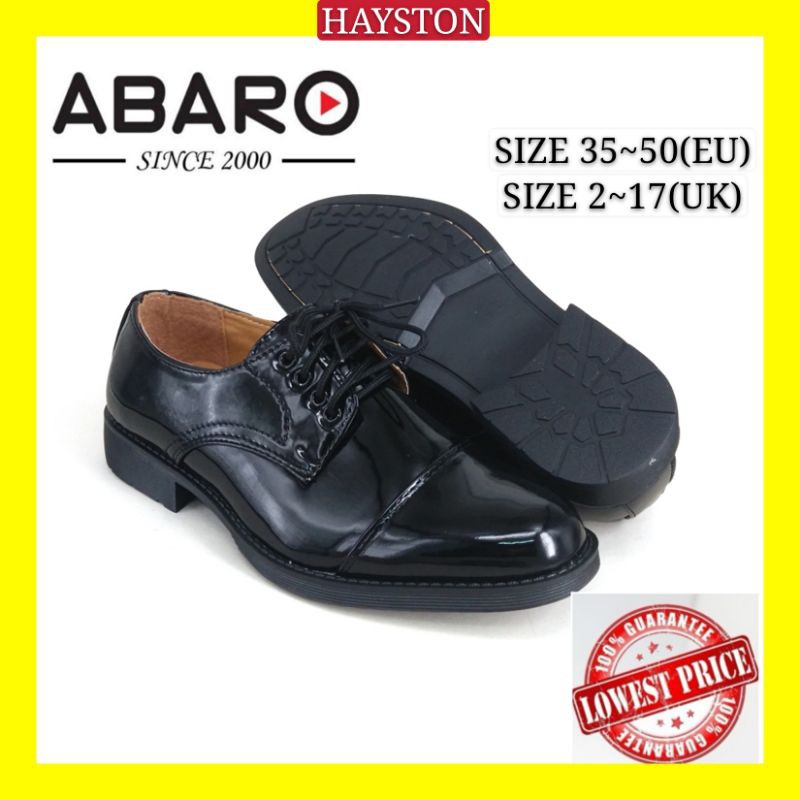 ABARO Kasut Potong POLIS Kasut Formal Seragam Kadet Hitam PU Kulit ...