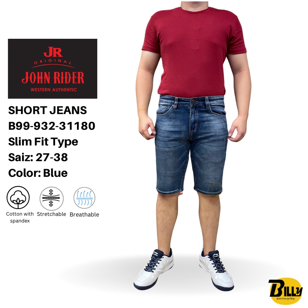 JOHN RIDER Brand Men’s Slim Fit Short Jeans ( 932-31180 ) | Shopee Malaysia