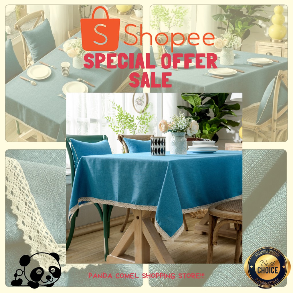 [PCSS]-Linen Tablecloth Cotton Solid Color Hotel Picnic Table Rectangular Table Covers Home ...
