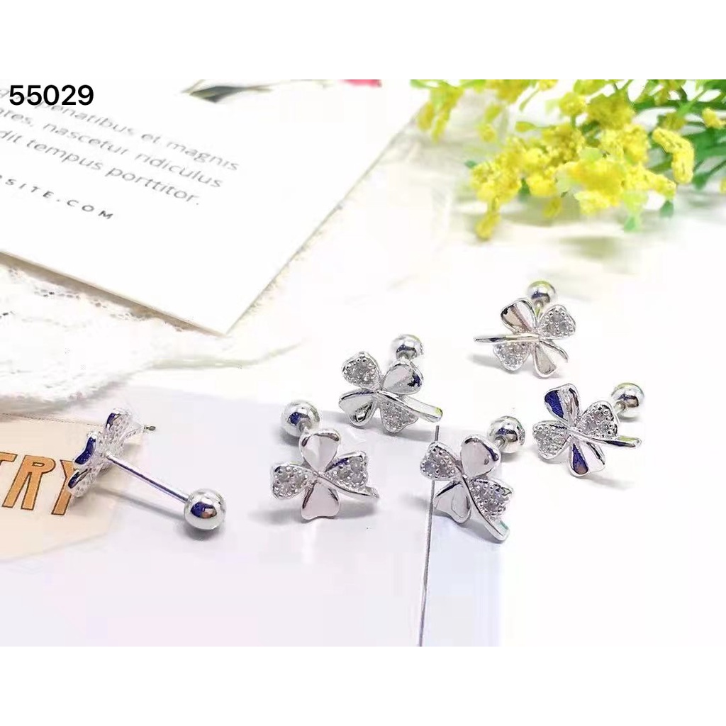 Screw Stud Earring Silver 925 （Subang Paku Skru Perak 925）925銀四葉草螺絲耳釘 ...