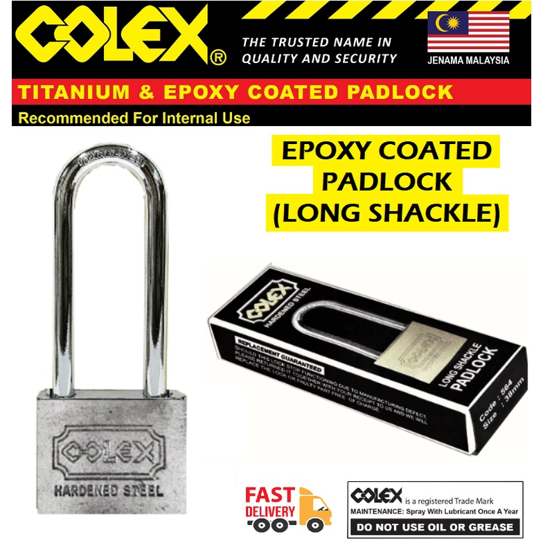 COLEX EPOXY COATED PADLOCK 32 38 50 MM LONG SHACKLE KUNCI MANGGA ...