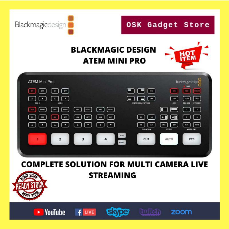 Blackmagic Design Atem Mini Pro Multi Channel Live Stream HDMI Switcher ...