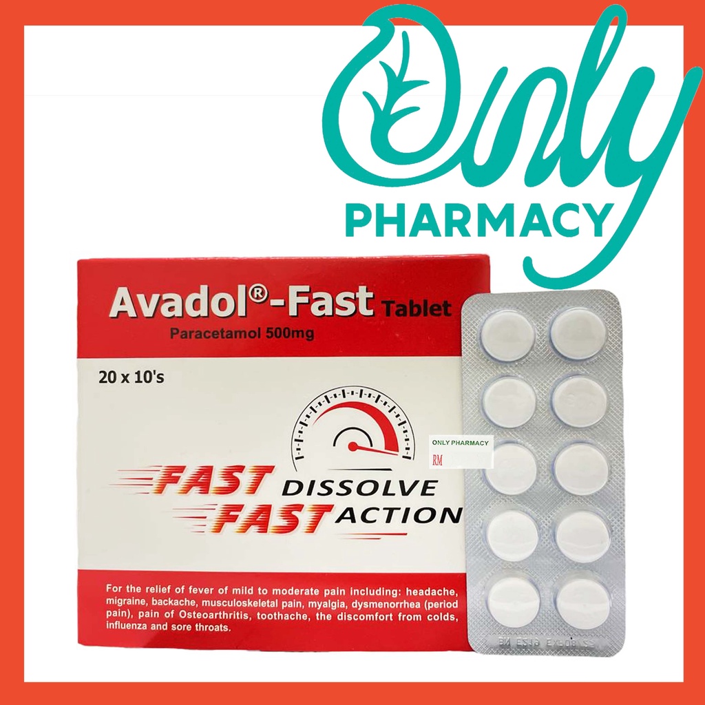 Avadol- Fast Tablet Paracetamol 500mg 10 tablets/strip (Similar to ...