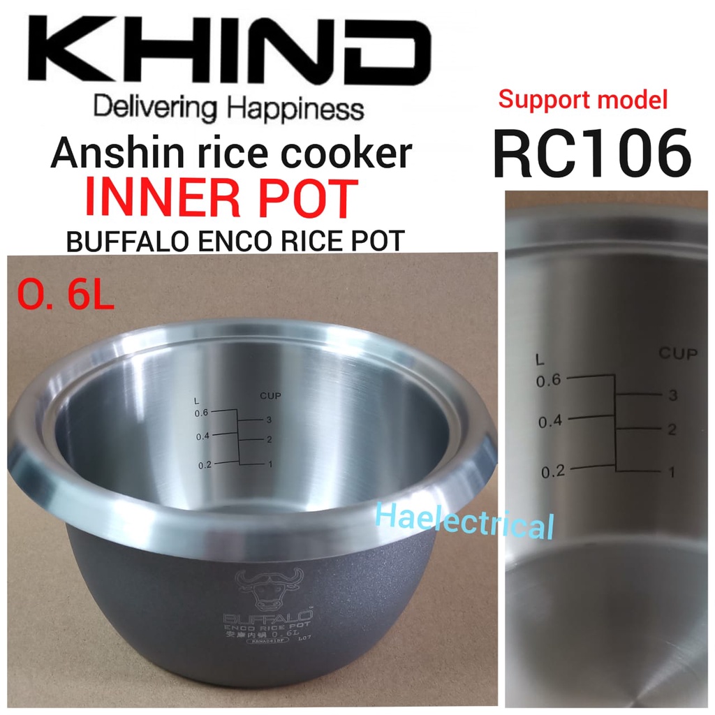 KHIND Anshin Rice Cooker Inner Pot RC106 0.6Liter (BUFFALO) **INNER POT ...