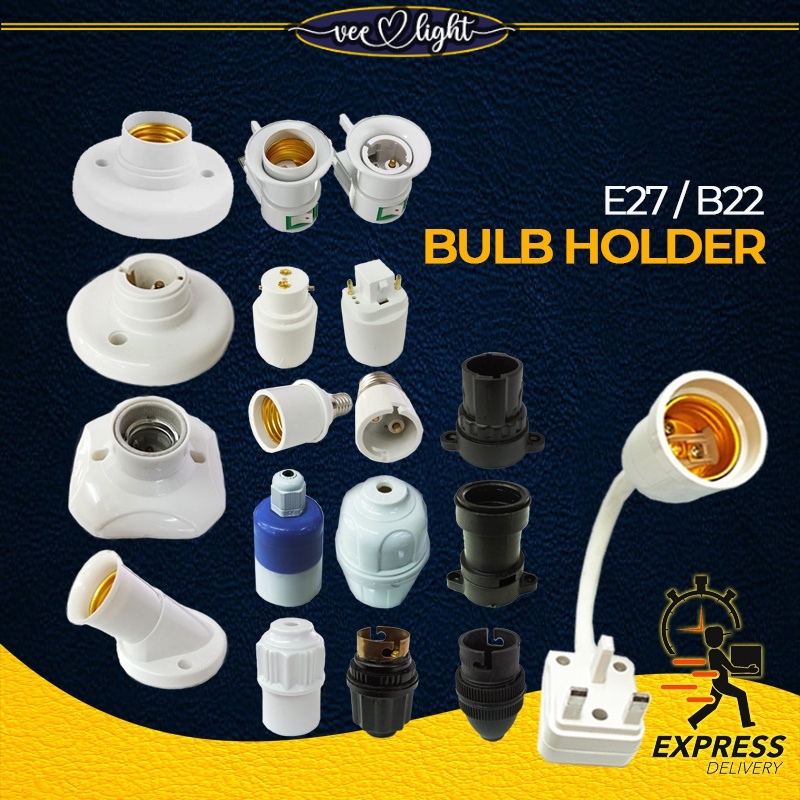 E27 B22 Lamp Base Bulb Holder PLC Wedge Holder Batten Holder Rumah ...