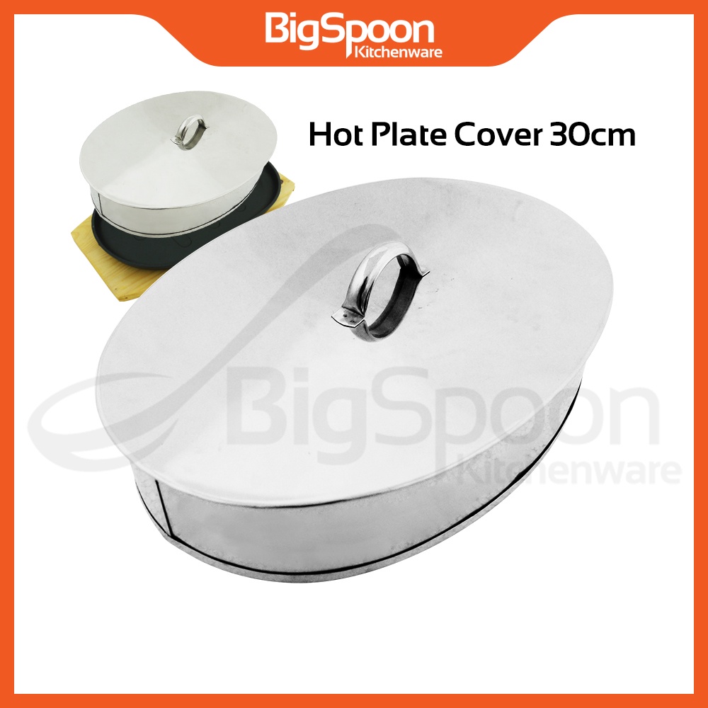 BIGSPOON Oval 30cm Sizzling Hot Plate Cover Lid Stainless Steel [HE917C ...