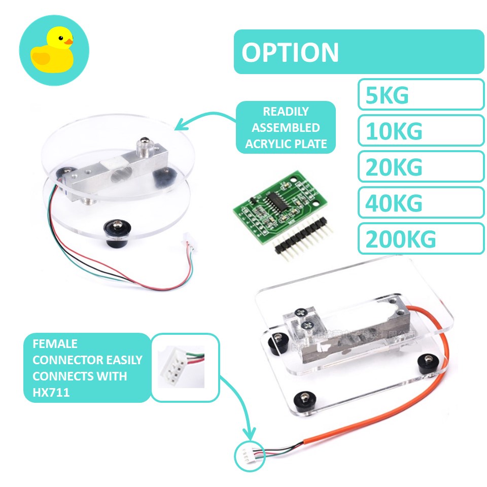 5KG / 20KG / 40KG / 200KG Digital Scale Load Cell Weight Sensor & HX711 ...