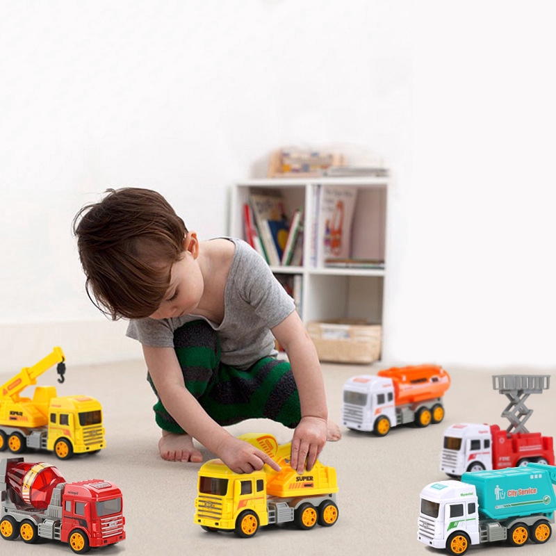 Kids Play Vehicles Education Toys Pull Back Car Toy Mini Engineering ...