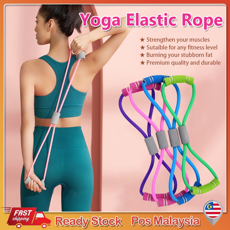 💪【Ready Stock】Yoga Elastic 8 Shape Rope Band Pulling Rope Chest ...