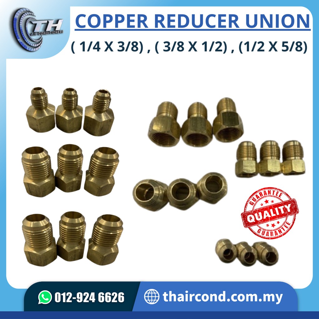 COPPER REDUCER UNION ( 1/4 X 3/8) , ( 3/8 X 1/2) , (1/2 X 5/8) | Shopee ...