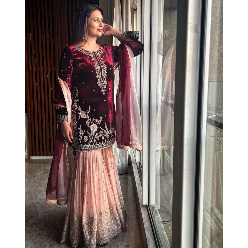 Readymade indian gorgeous wedding sharara suits || plazo suits ...